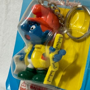 Rare Vintage 1996 the Smurfs Ruler Smurf Keychain, Collectable Smurf ...