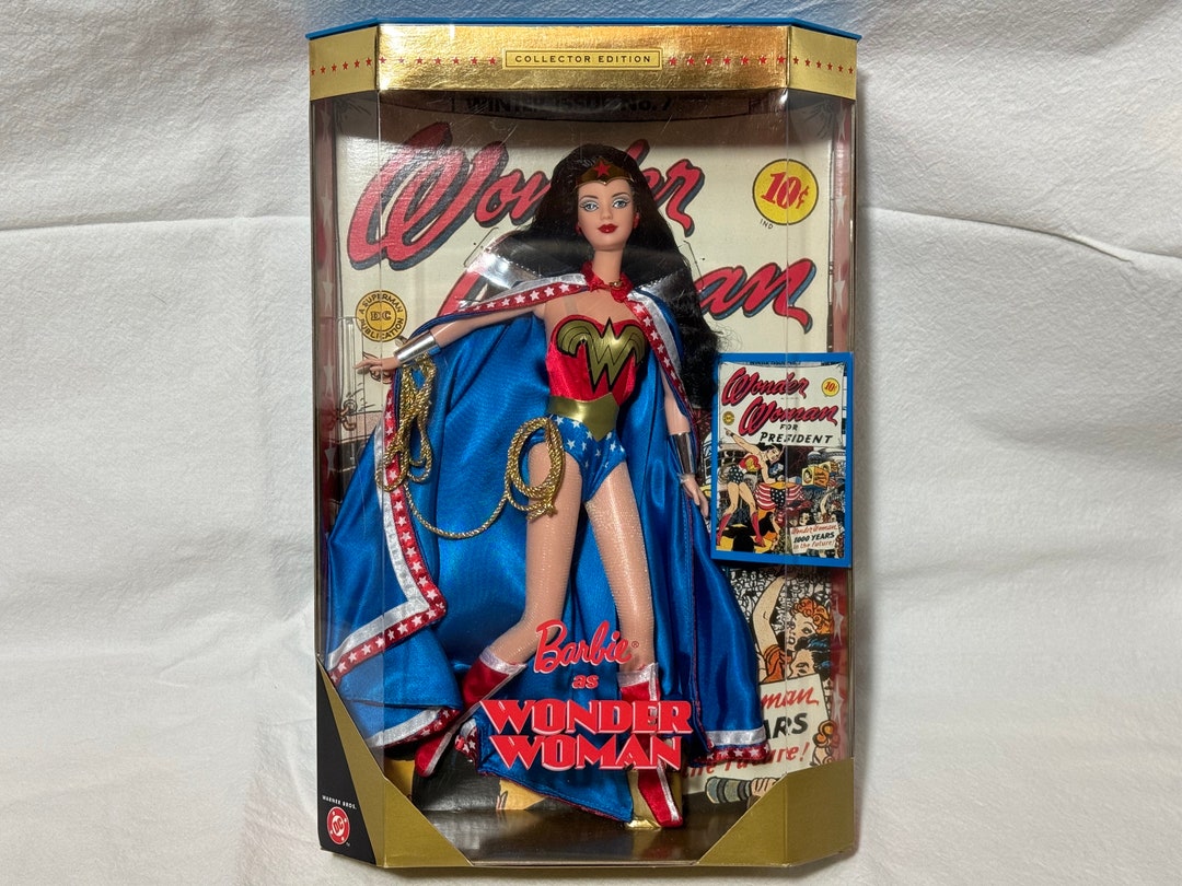 Vintage 1999 Barbie as Wonder Woman Collector Edition With Doll Stand ...