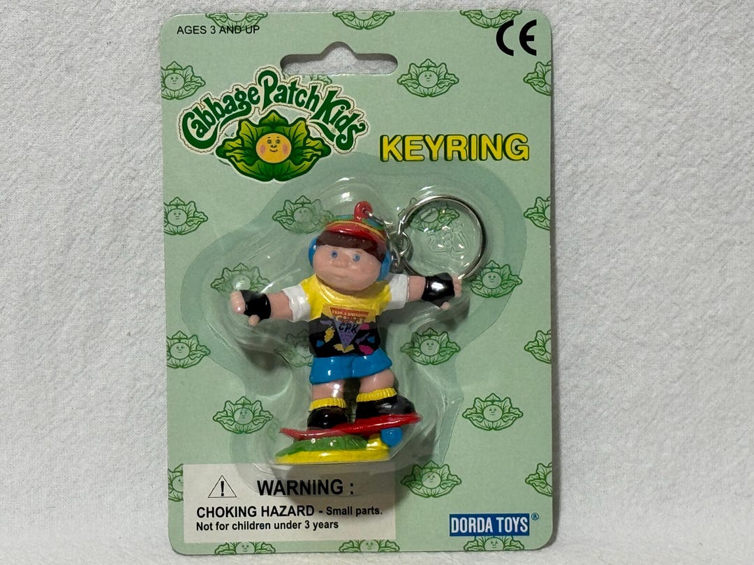 Cabbage Patch Kids Keyring Keychain Backpack Charm CPK Skateboarder, 2 3/4" Figure, Vintage 1997 ...