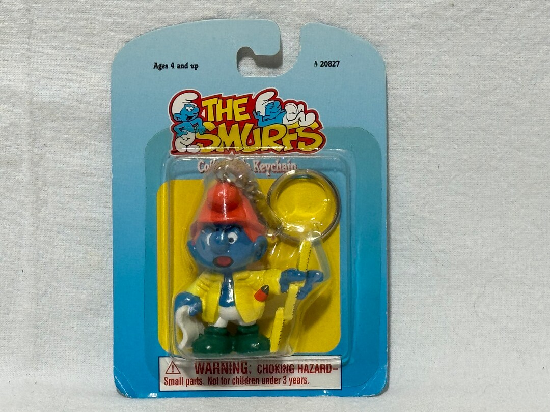 Rare Vintage 1996 the Smurfs Ruler Smurf Keychain, Collectable Smurf ...