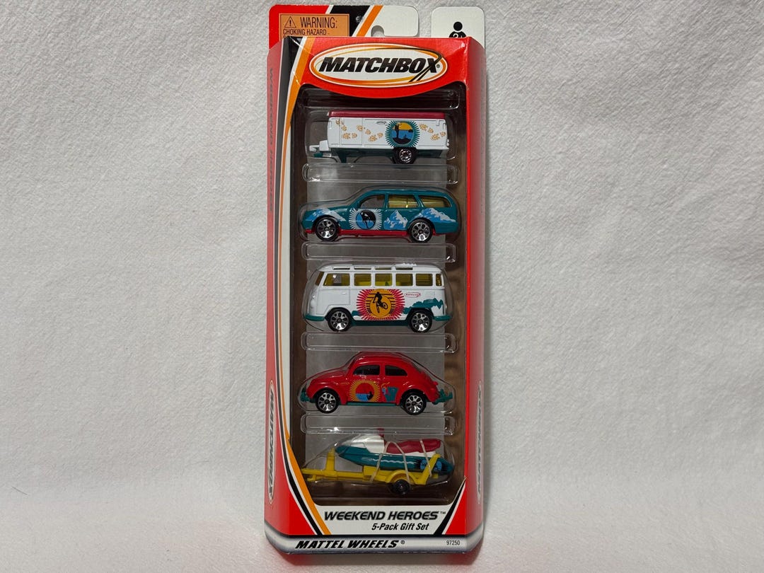Matchbox Weekend Heroes 5 Pack Gift Set, Pop-up Camper SUV VW Bus Bug ...