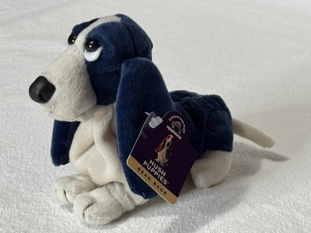 Applause Hush Puppies Basset Hound Dog Navy Blue Beanbag Plush Stuffed ...