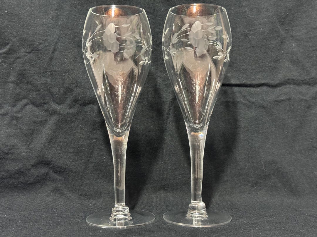 Princess House Champagne Flutes Set of 2 Crystal Glasses, Heritage ...