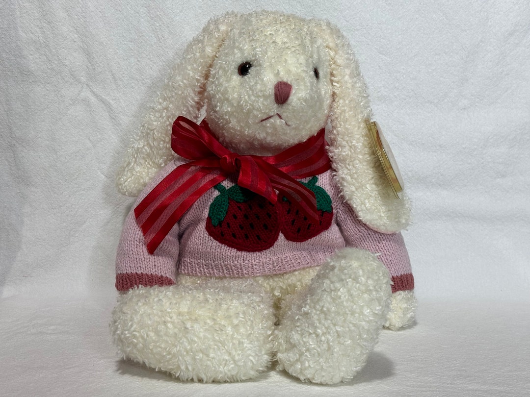 TY Classic Curly White Bunny Rabbit Large 18 Vintage 1991 Plush Beanbag ...