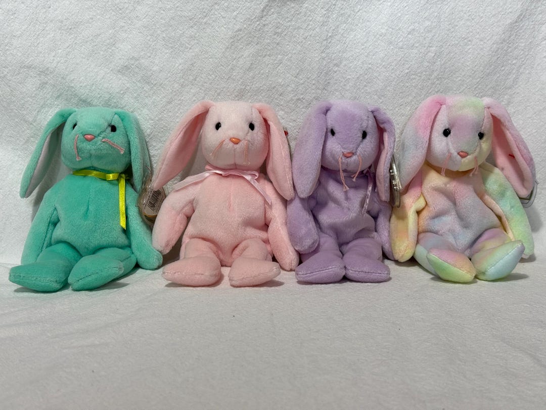 TY Beanie Baby Set of 4 Bunnies Hippie Hippity Hoppity Floppity, PE ...