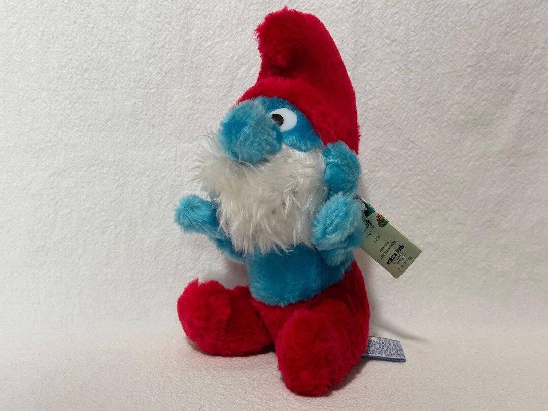Papa Smurf Plush Beanbag Stuffed Animal Toy 8", Vintage PEYO 1981 ...