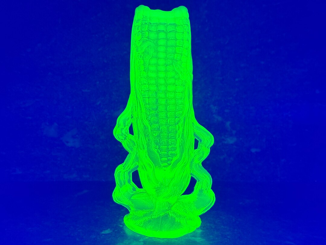 Uranium Glass Corn Cob Vase Vintage L. G. Wright 1950's Opalescent ...