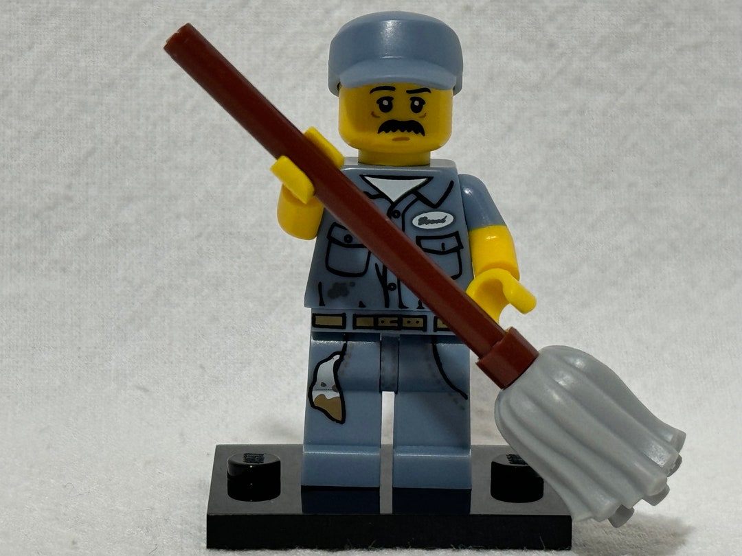 Lego Janitor Minifigure 71011-9 CMF Series 15, Retired, Complete With ...