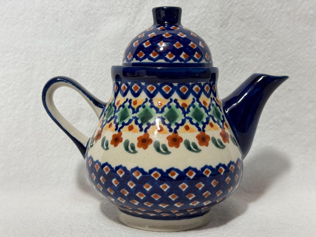 Polish Pottery Large Teapot BH, 5.5 Tall 6.5 Wide, Hand Made and ...