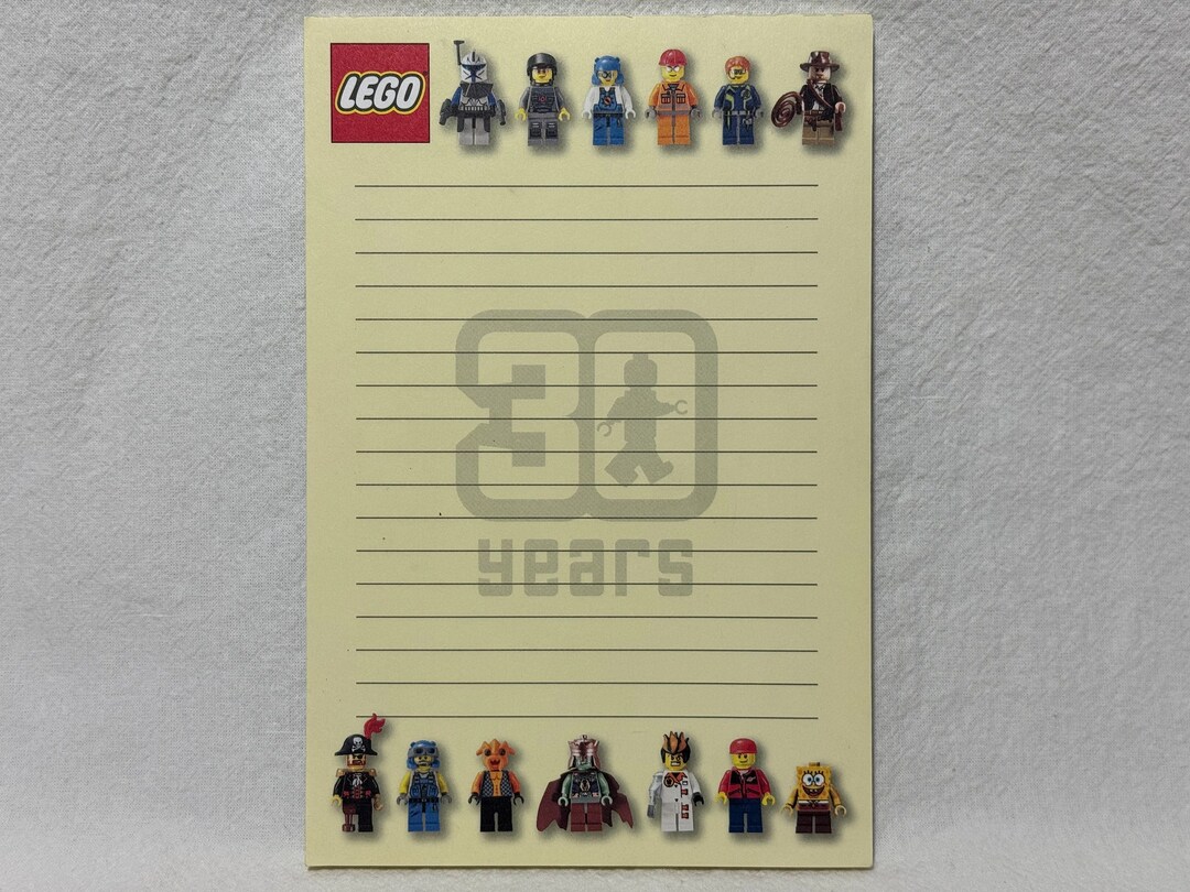 Lego Notepad 30 Years of Minifigures, Stationary, Memo Writing Paper ...