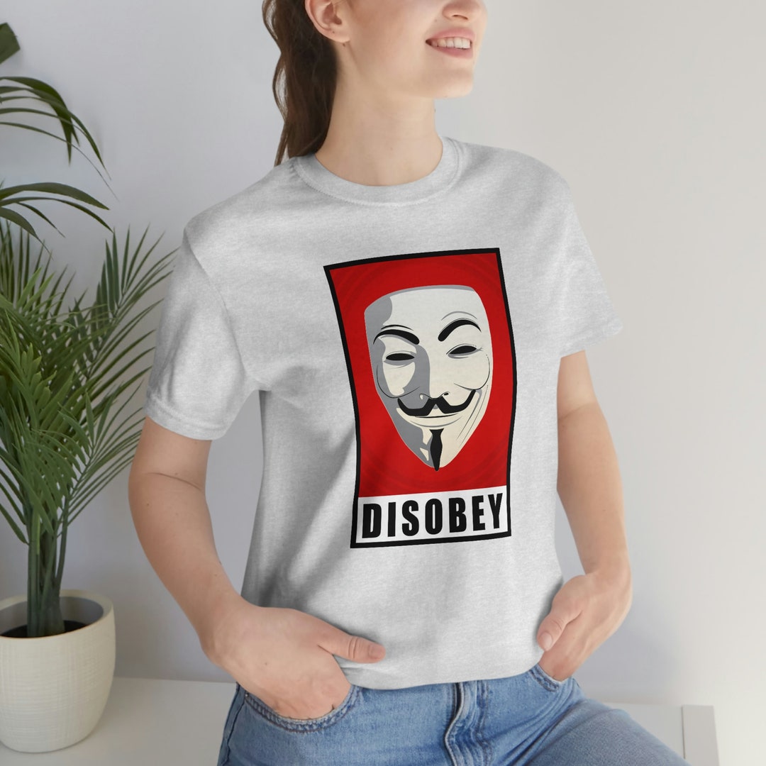 Guy Fawkes Disobey T-shirt Classic Design V for Vendetta Tee Political ...