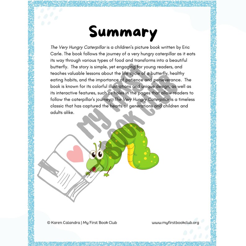 The Very Hungry Caterpillar Book Companion | Reading and Writing ...