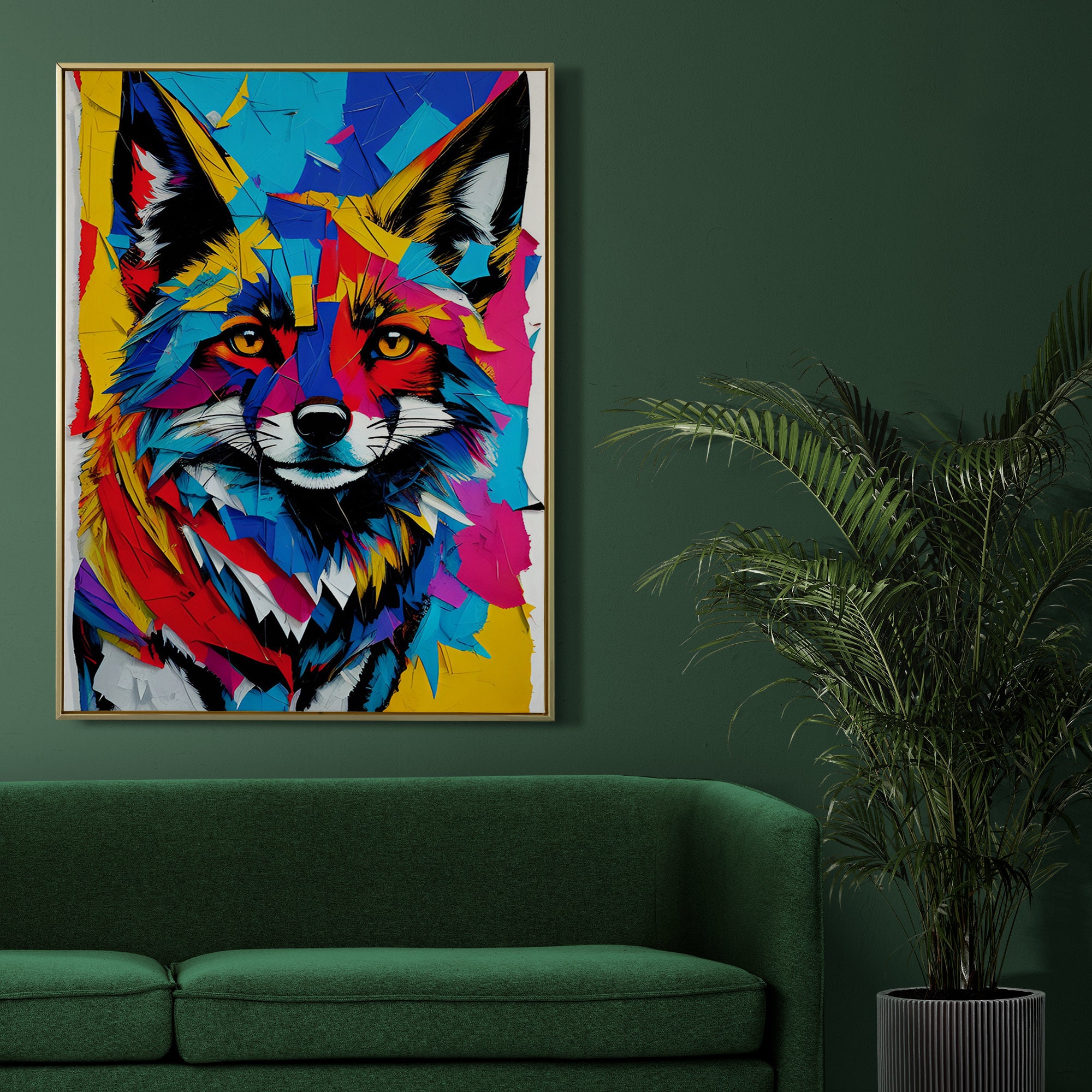 Fox in Motion: Torn Paper AI Artwork of a Sleek Red Fox for Your Walls ...