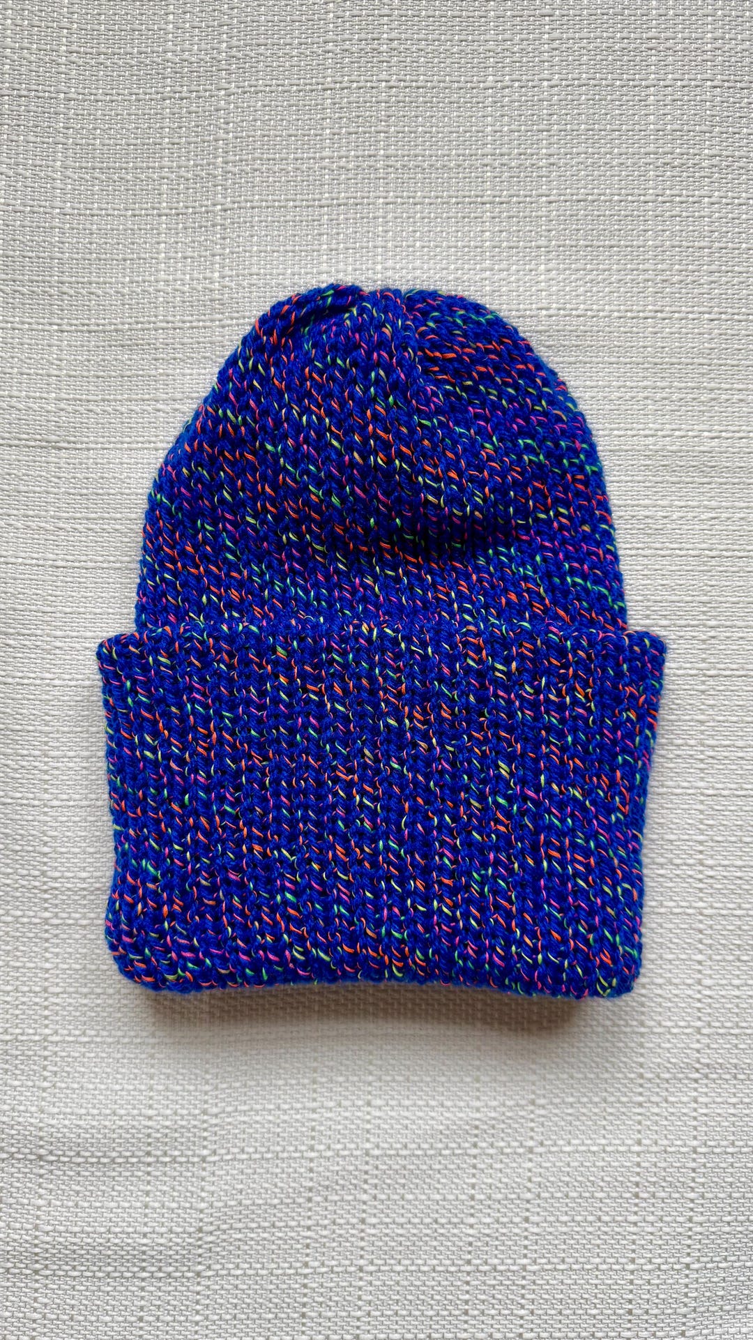 Double Knit Reversible Beanie | Color Fleck Dark Blue | Winter Hat - Etsy