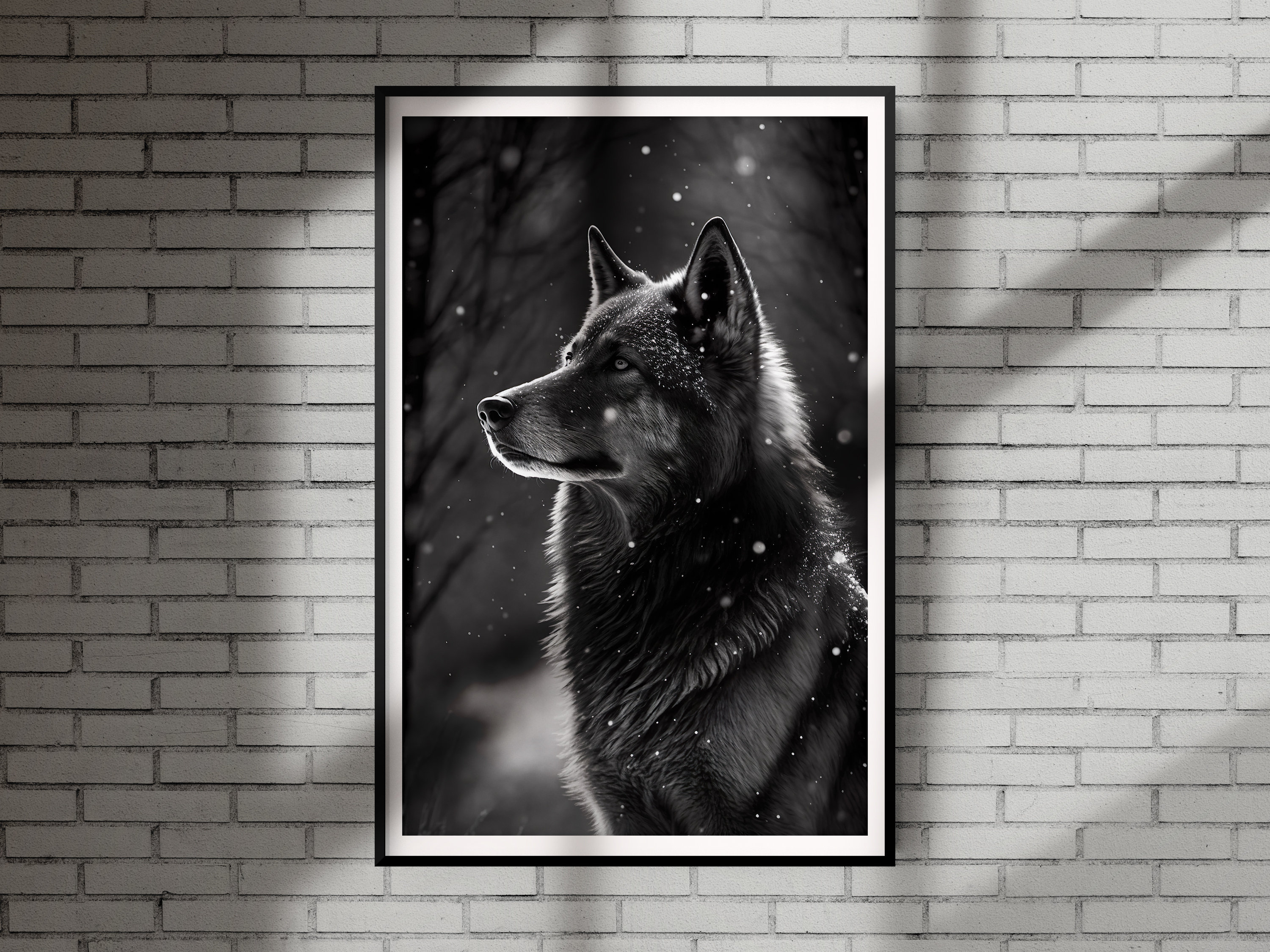 Wolf Wall Art Print, Black and White, Wolf Digital Print, Modern Wall ...