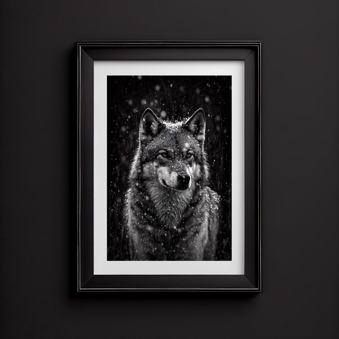 Wolf Wall Art, Black and White Wolf Print, Wolf in Snow, Modern Wall ...