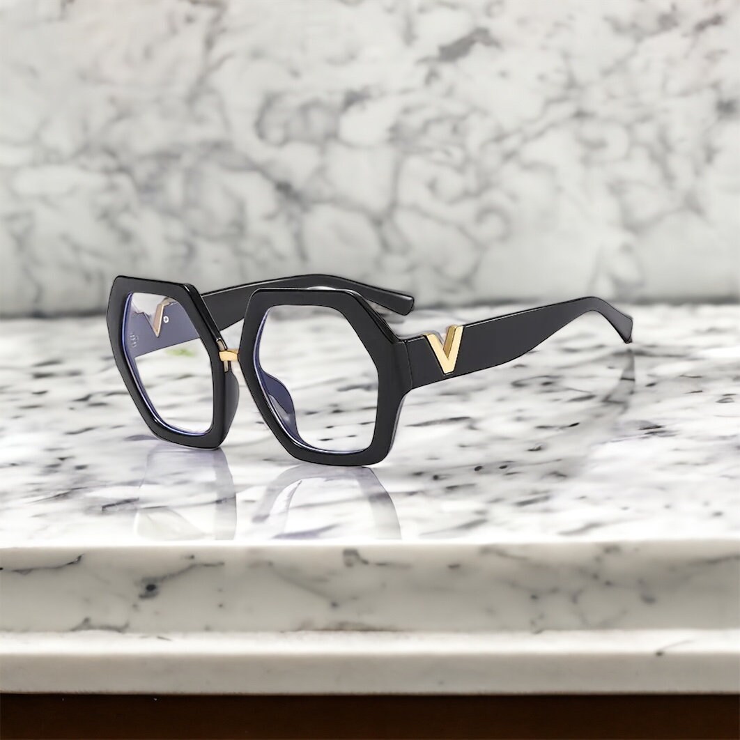 Black Glasses for Women Trendy Octagon Frames Chunky Optical - Etsy