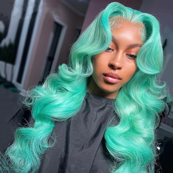 Teal Wig - Etsy