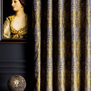 Gold Damask Curtain Panel, Luxury Striped Fabric Drape - Etsy