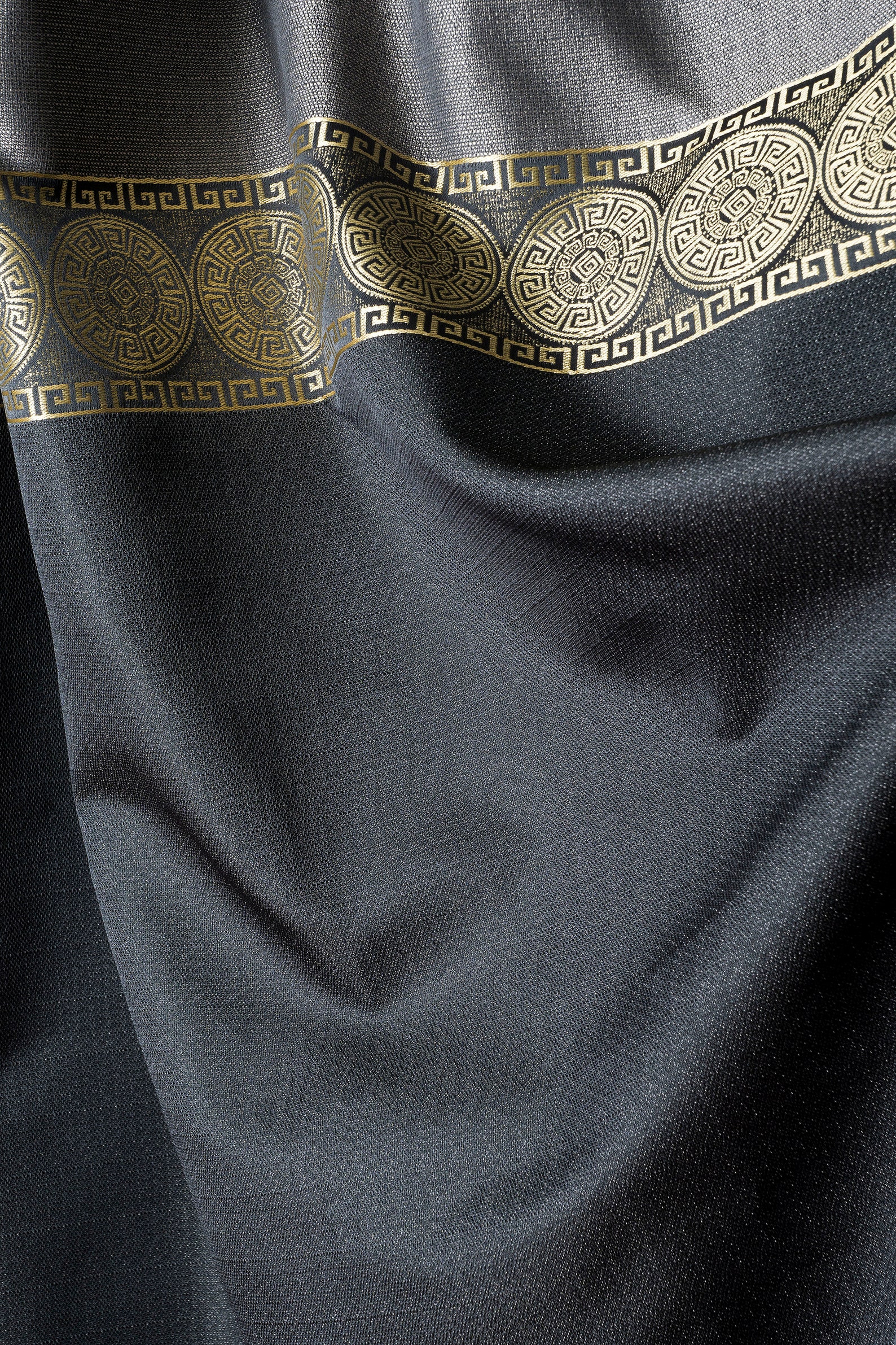 Luxury Curtains Panel Gray Gold Patterned Damask Striped Fabric for ...