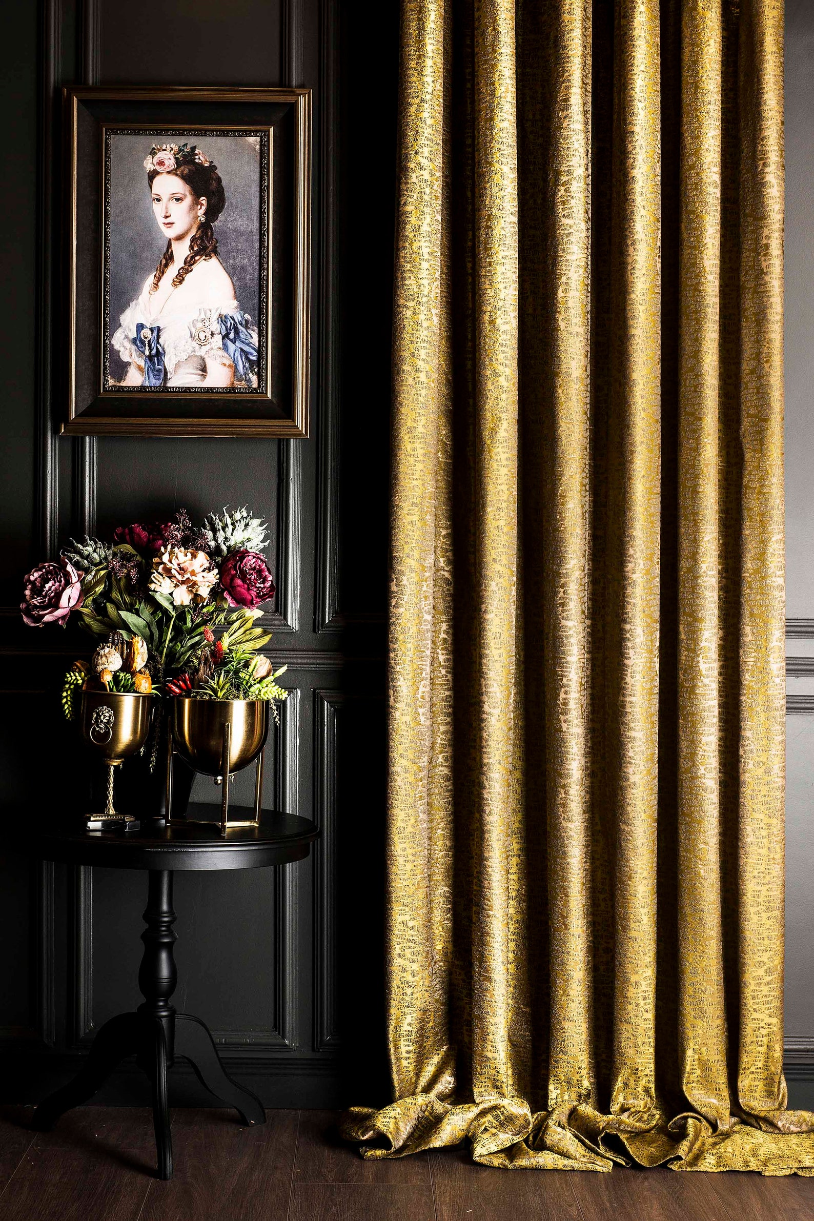 Luxury Gold Curtain Panel Striped Patterned Drapeb for Bedroom ...