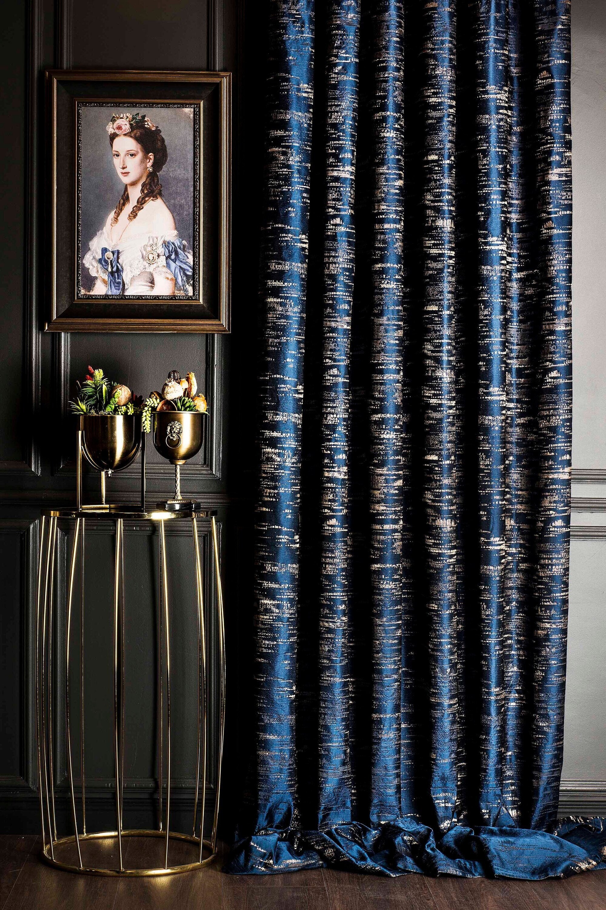 Navy Blue Curtains Panel,luxury Curtains Bedroom Livingroom Diningroom ...