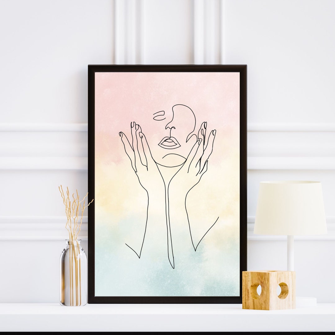 Minimal Female Face Art Print, Woman Face Black Line Art, Abstract Line ...
