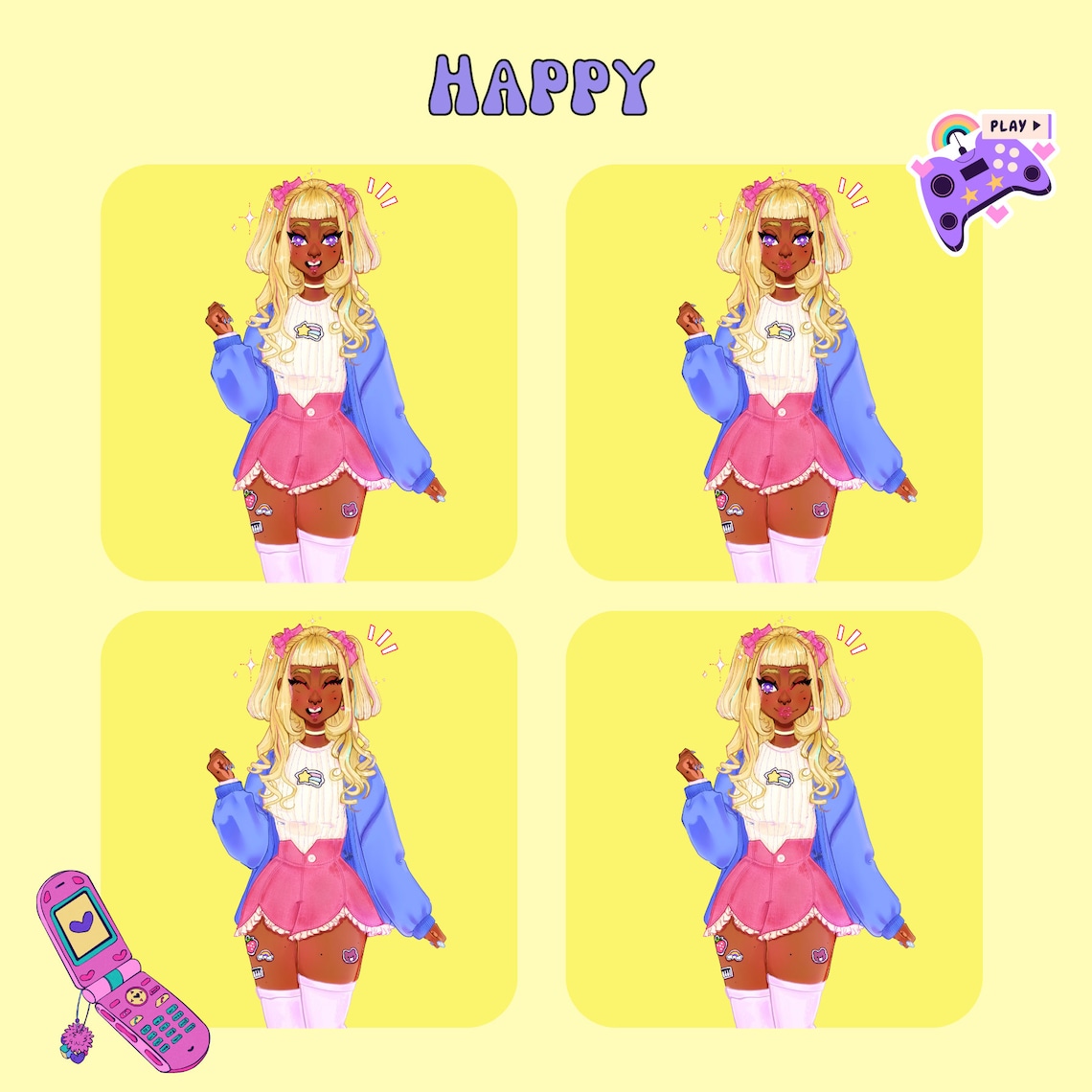 Kawaii E Girl Pngtuber Cute Anime E Girl Ready Gaming Vtuber Avatar For Streaming Premade Png
