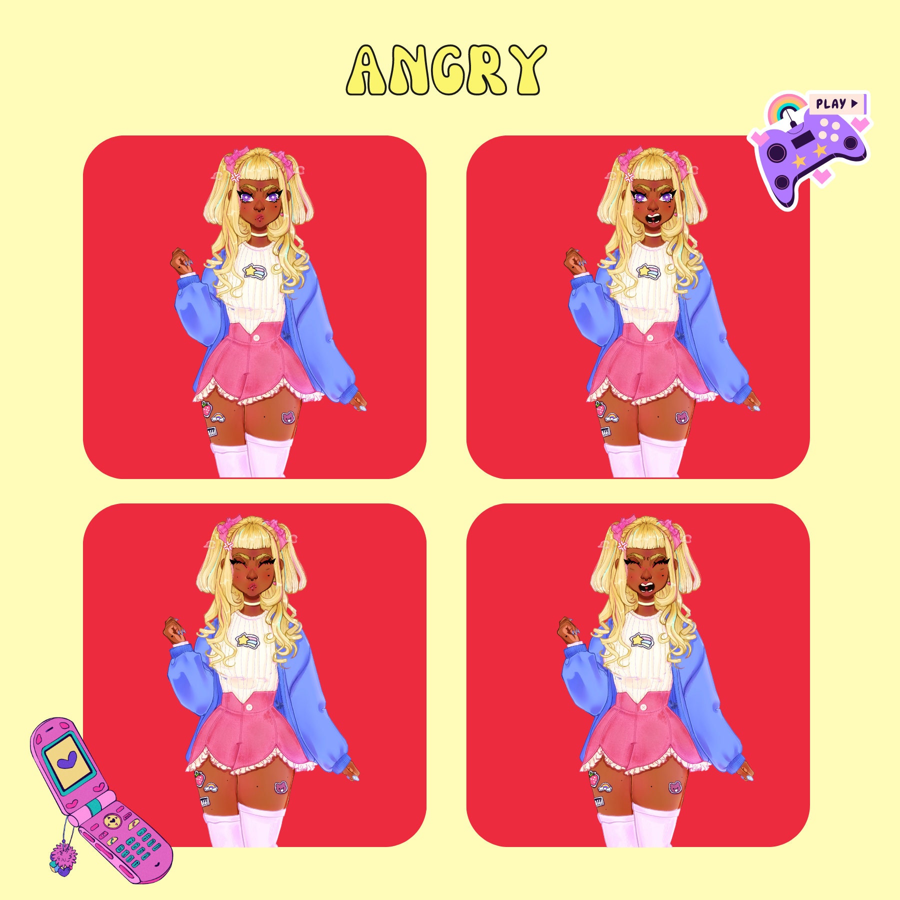Kawaii E Girl Pngtuber Cute Anime E Girl Ready Gaming Vtuber Avatar For Streaming Premade Png
