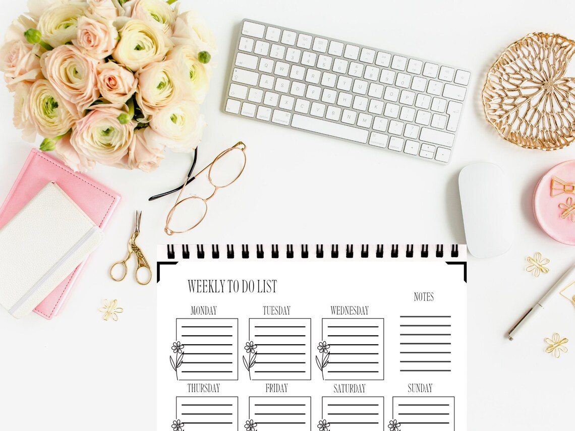 Weekly to Do List Printable, Floral Planner Checklist, Weekday Tasks ...