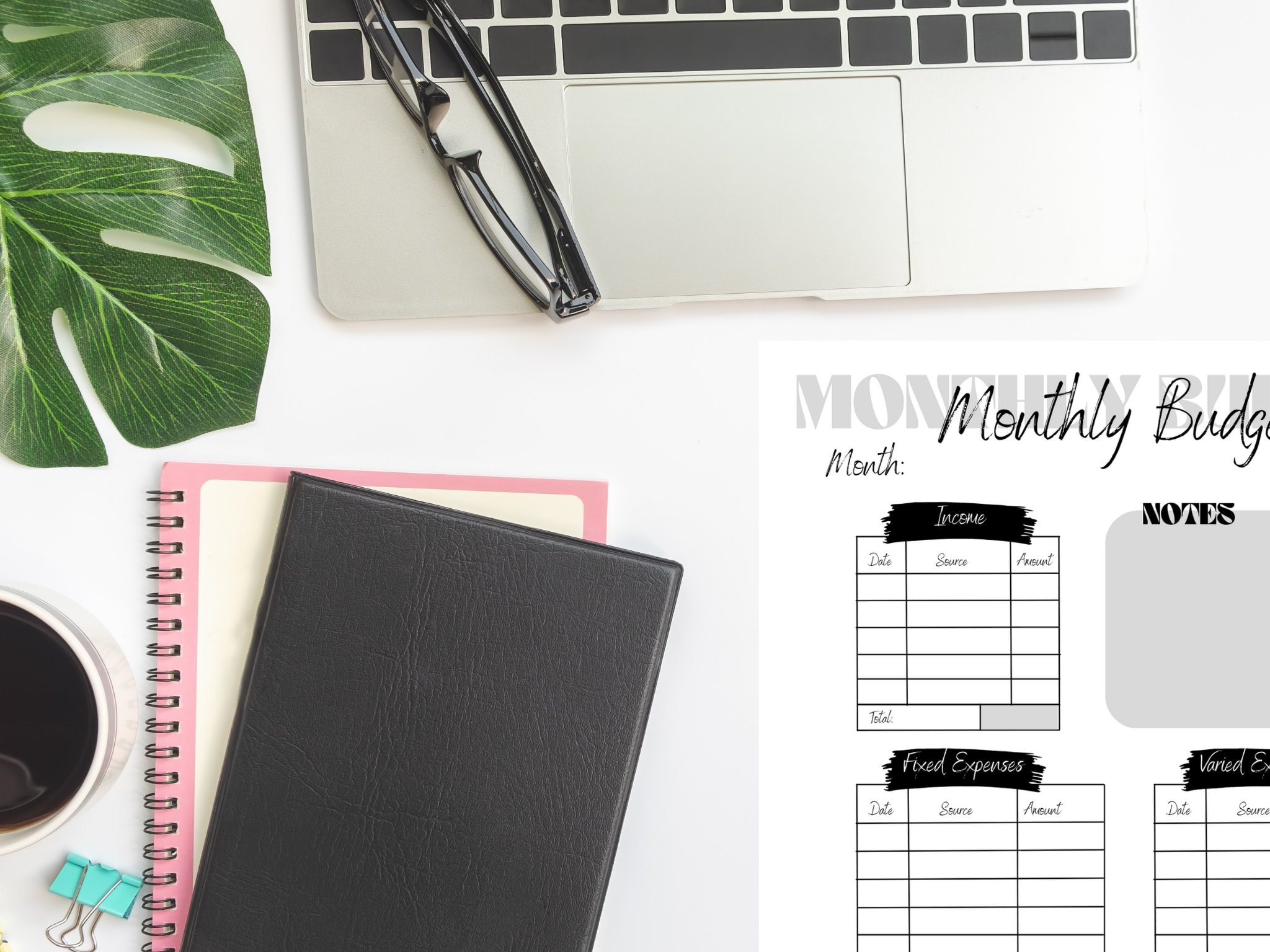 Monthly Budget Sheet Multicolors Printable for Bookkeeping Monthly ...