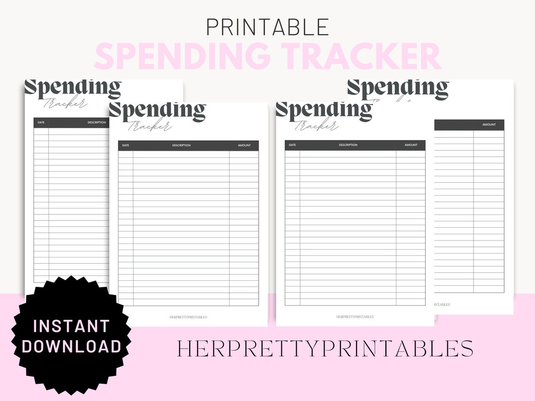 Spending Tracker Printable Expense Worksheet for Daily Budget Digital ...