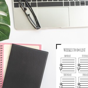 Weekly to Do List Printable, Floral Planner Checklist, Weekday Tasks ...