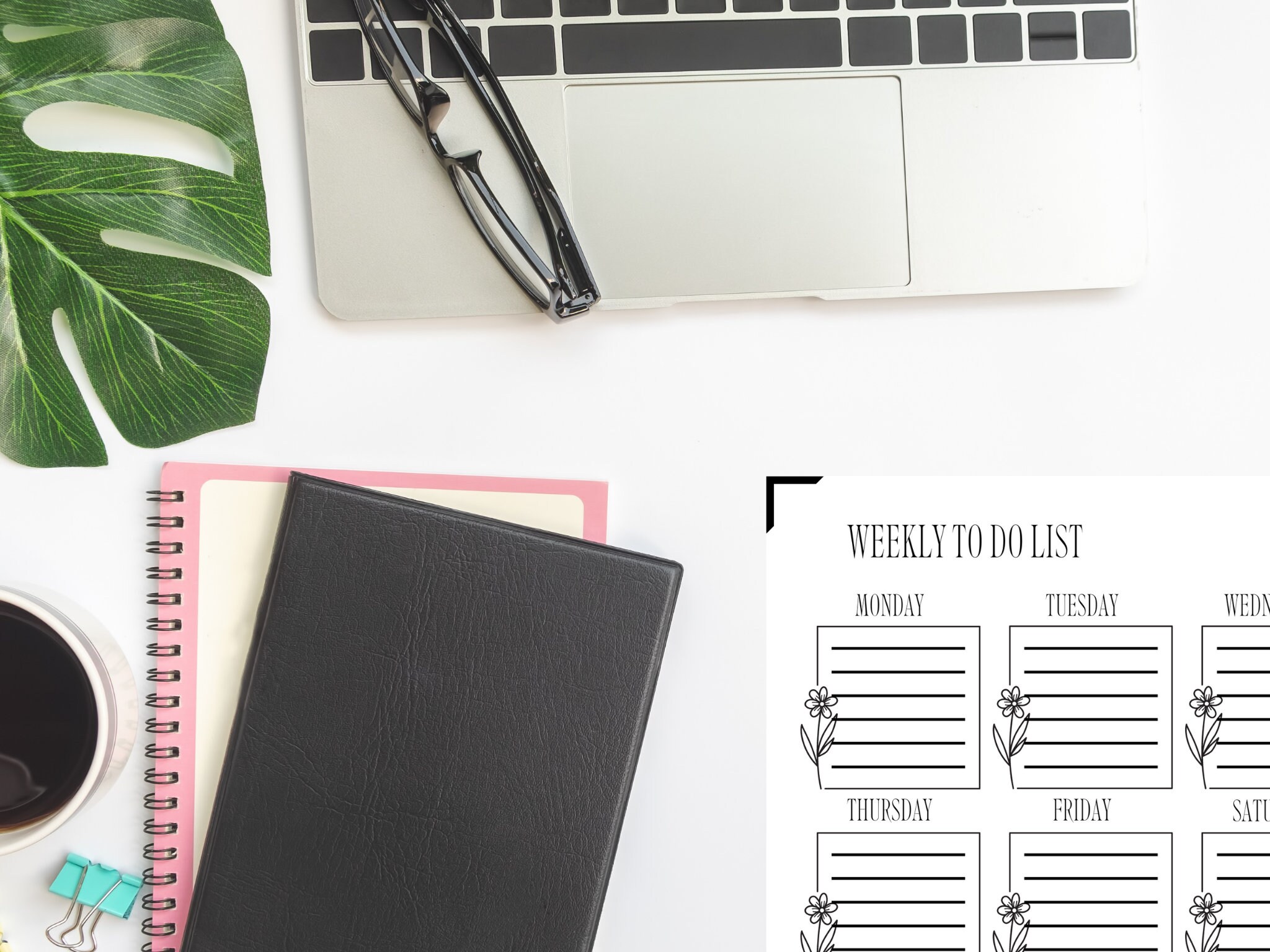 Weekly to Do List Printable, Floral Planner Checklist, Weekday Tasks ...
