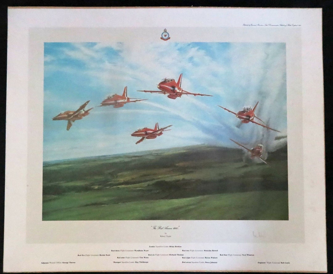 RAF Red Arrows, Large Aviation Wall Art, Vintage Limited Edition ...