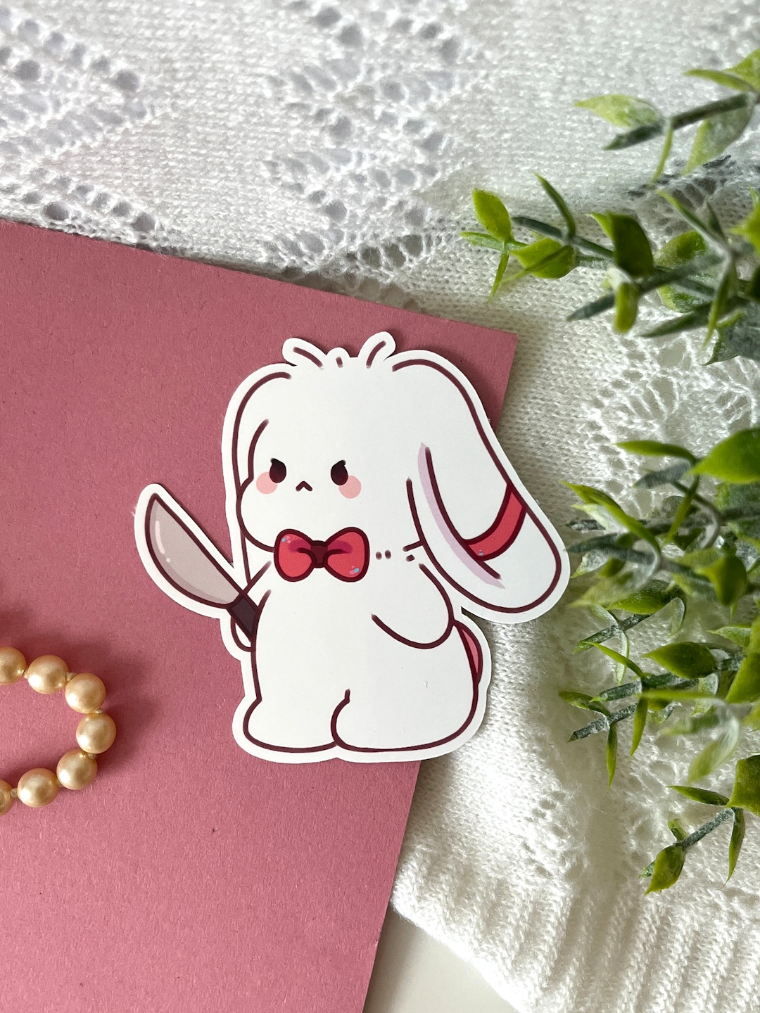 Angry Bunny Kumi Die Cut Sticker | Knife | Cute Angry - Etsy