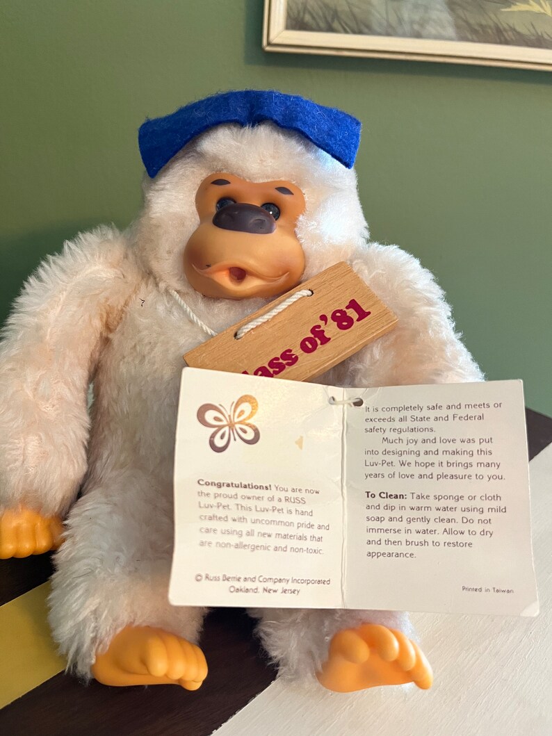 Vintage Toy 1981 Russ Gonga Graduation Gorilla Stuffed Animal - Etsy
