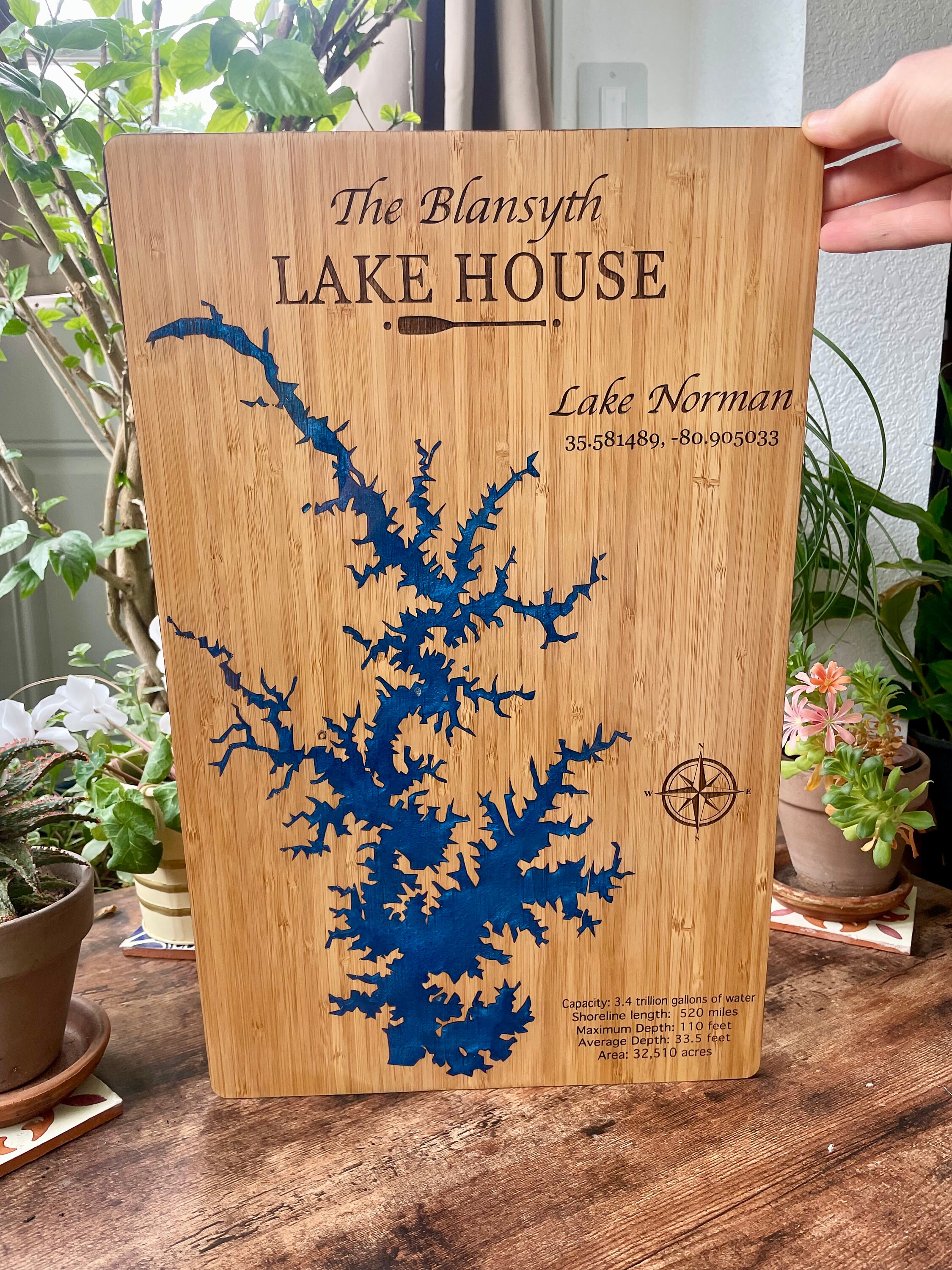 Lake Norman Map, Customizable Wooden Sign Personalized With Family Name ...
