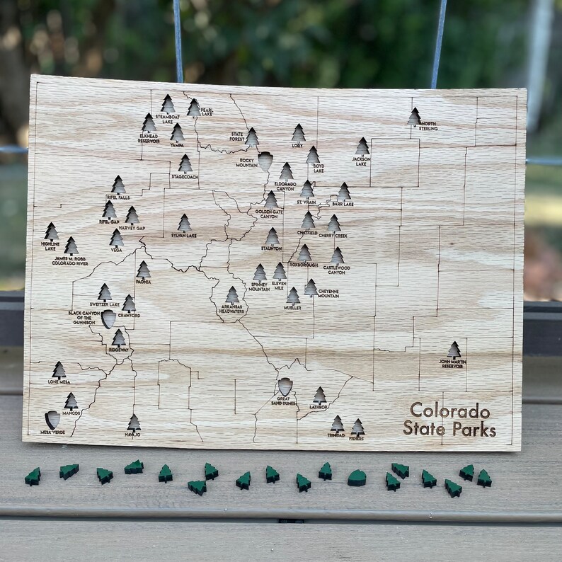 Colorado State & National Parks Travel Map Wooden Bucket List Puzzle ...