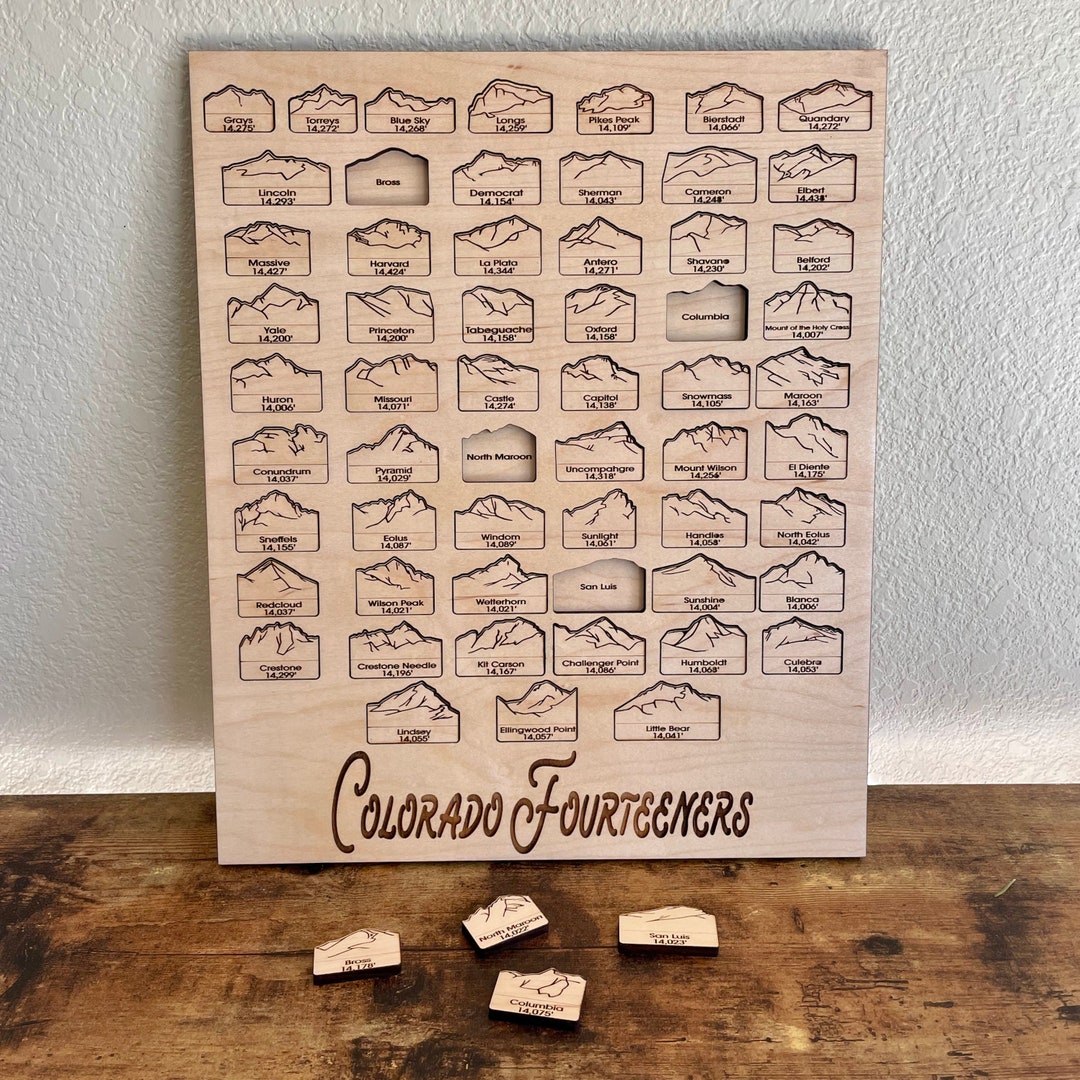 Colorado 14er Bucket List Tracker | Outdoors Hiker Gift | 14,000 ...