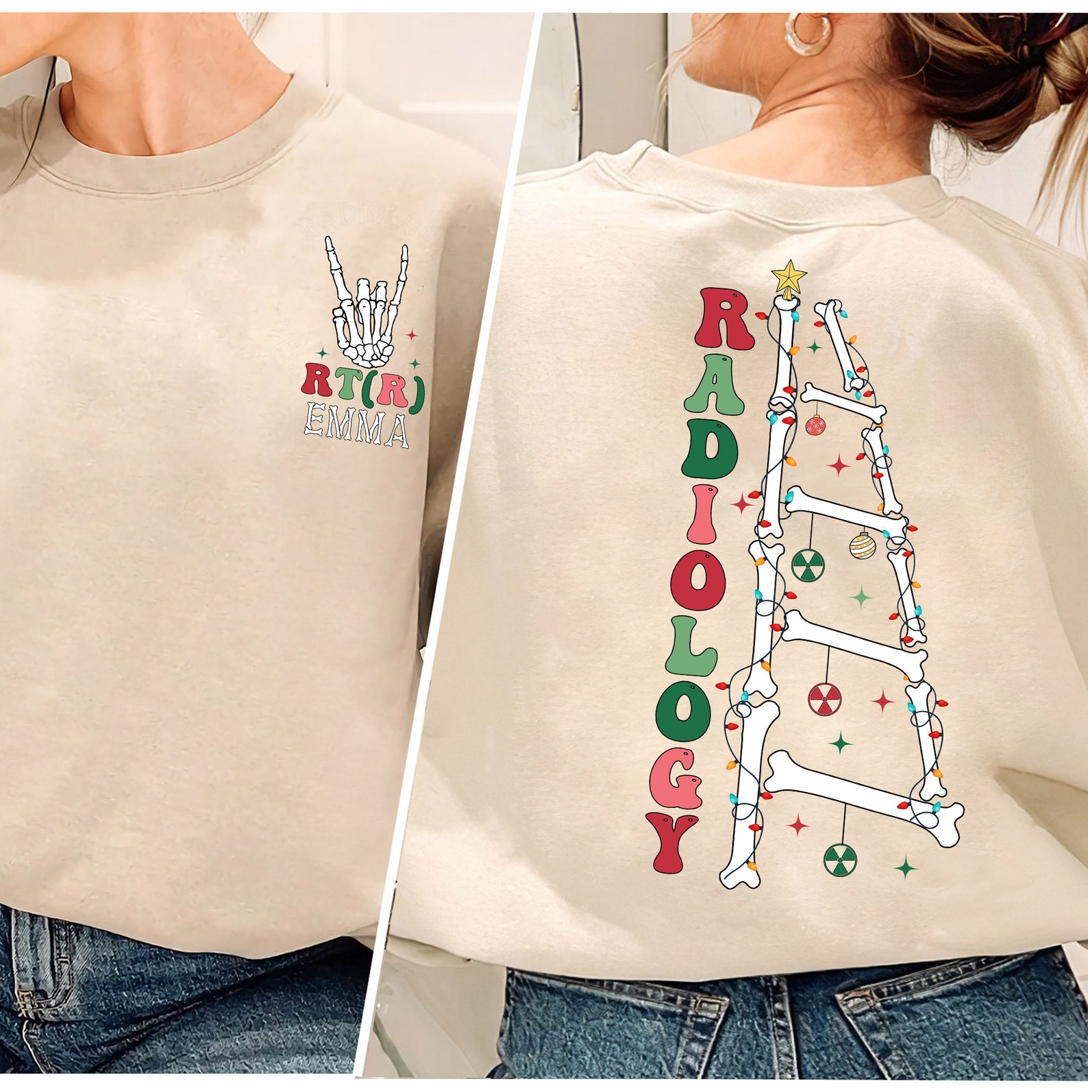 Personalized Christmas Radiology Shirt, Custom Rad Tech Christmas Tree ...