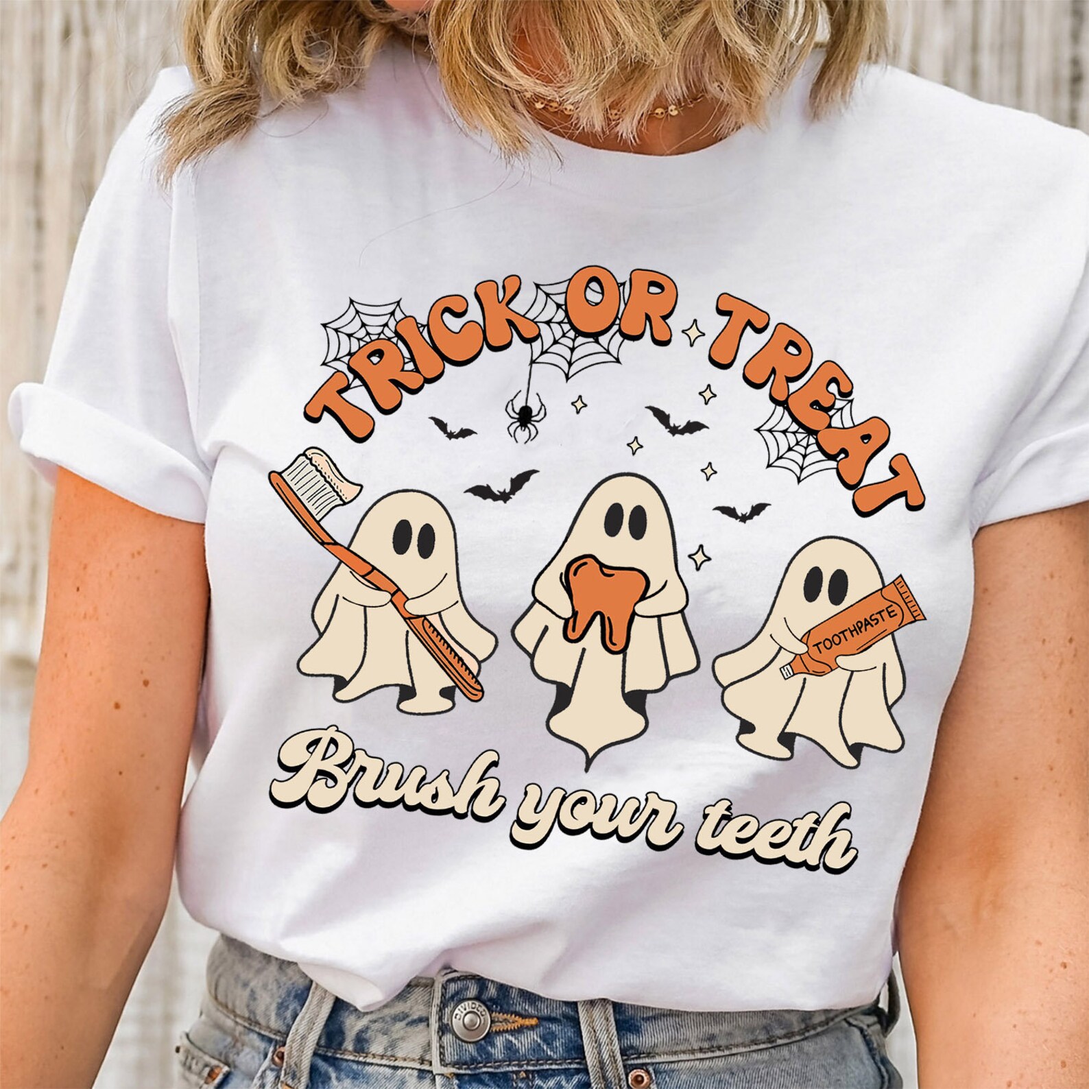 Trick or Treat Brush Your Teeth Shirt, Halloween Dentist Shirt, Spooky ...