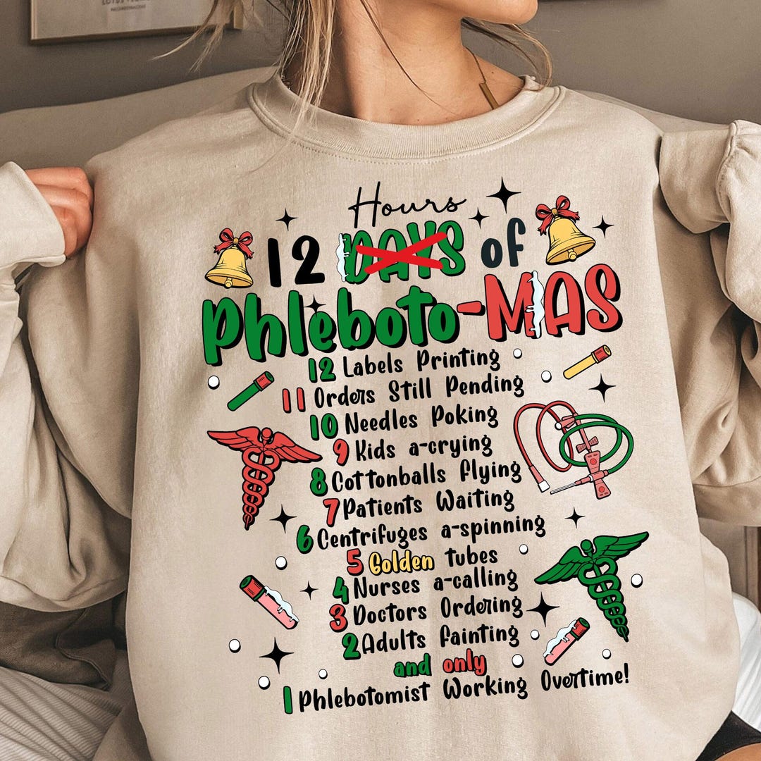 Phlebotomy Christmas Shirt, Lab Tech Phlebotomist Funny Nurse Shirt ...
