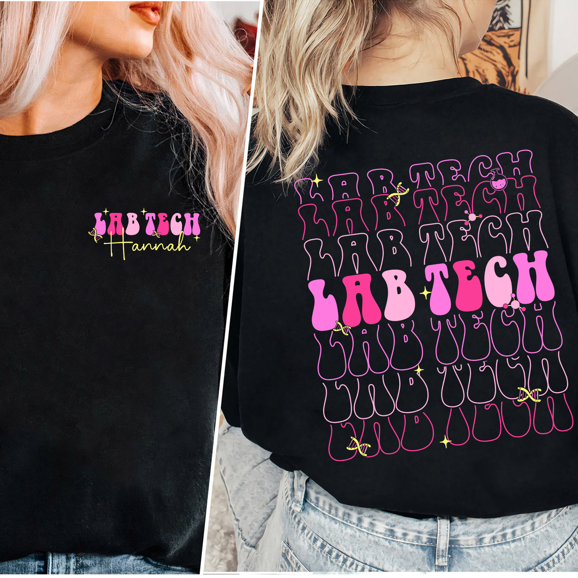 Custom Name Lab Tech Shirt, Medical Lab Science Sweatshirt, Lab Tech ...