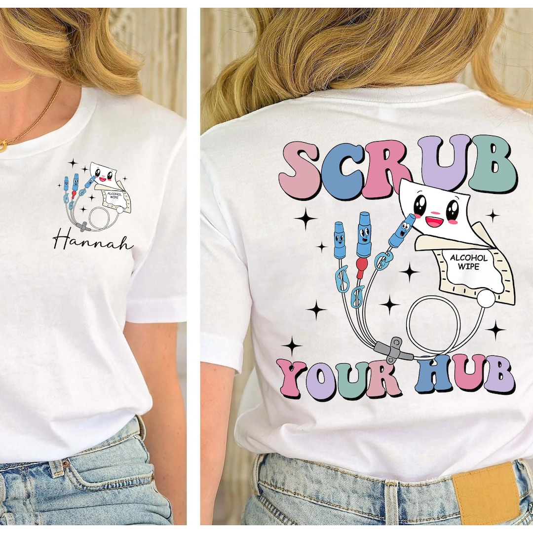 Custom Name Scrub Your Hub Funny Rn ER Nurse Shirt, Cute Nursing ...