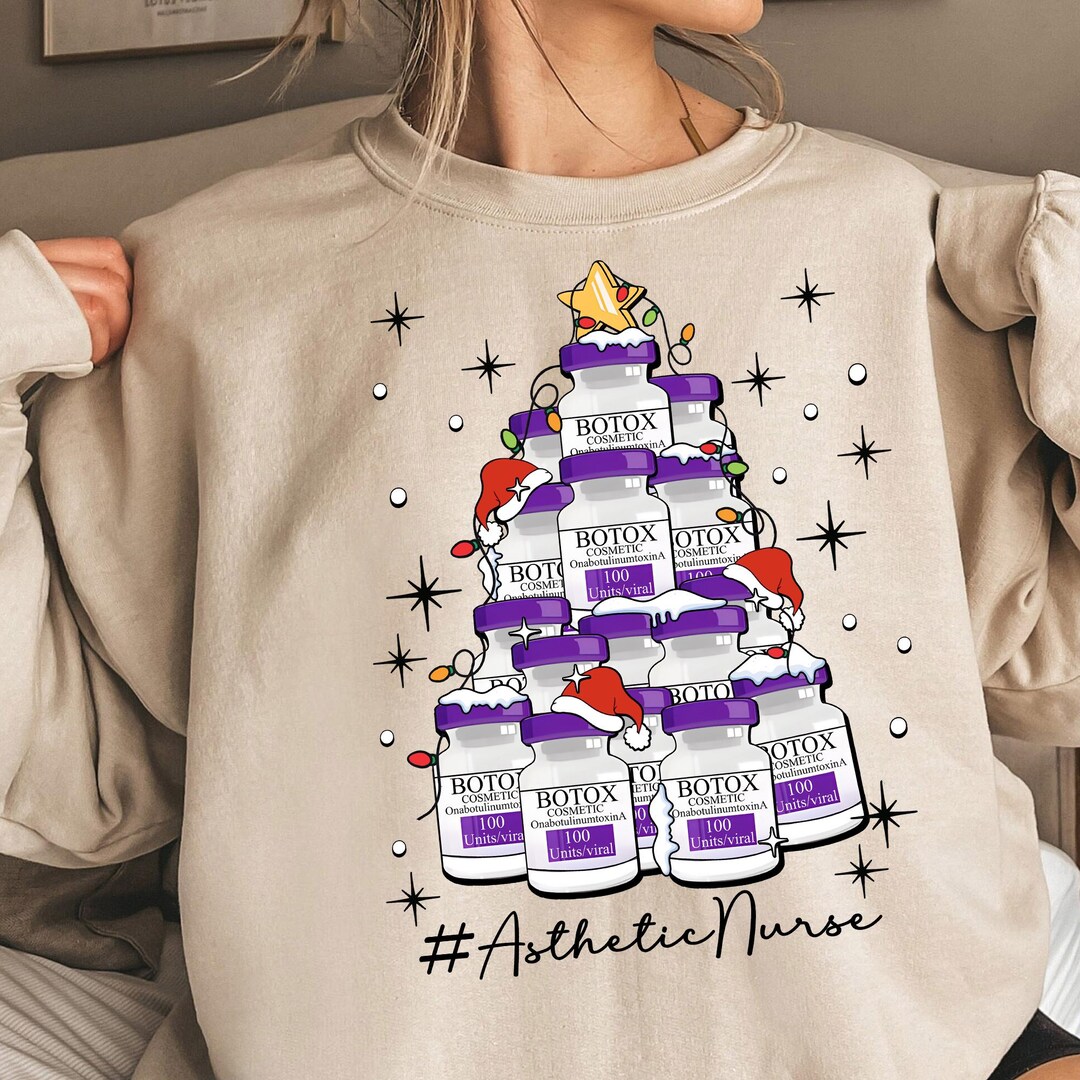 Botox Christmas Tree Sweatshirt, Aesthetic Nurse Injector, Cosmetic ...