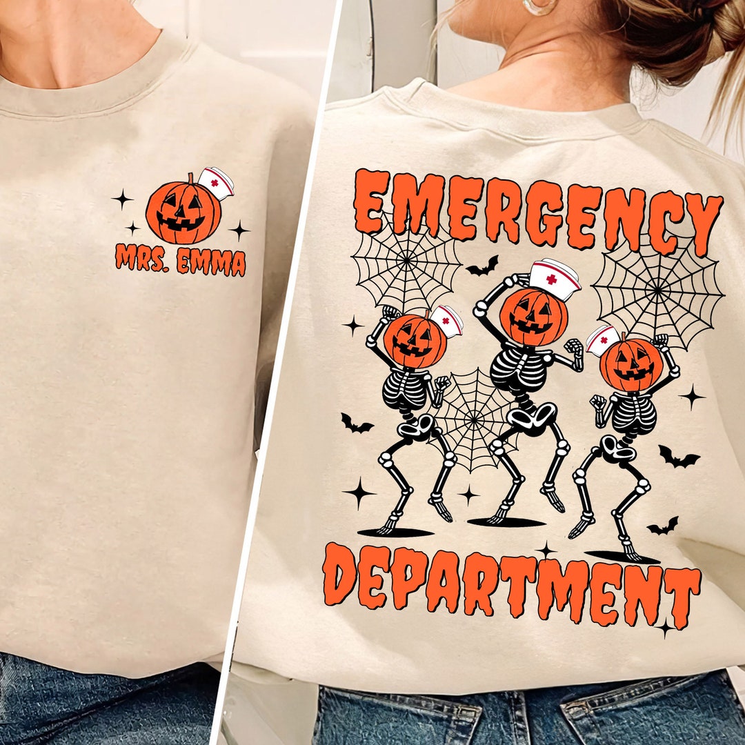 Emergency Department Halloween Shirt, Custom Halloween Er Nurse Shirt ...
