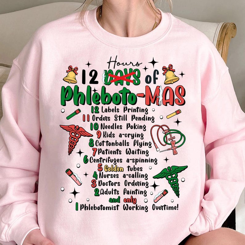 Phlebotomy Christmas Shirt, Lab Tech Phlebotomist Funny Nurse Shirt ...