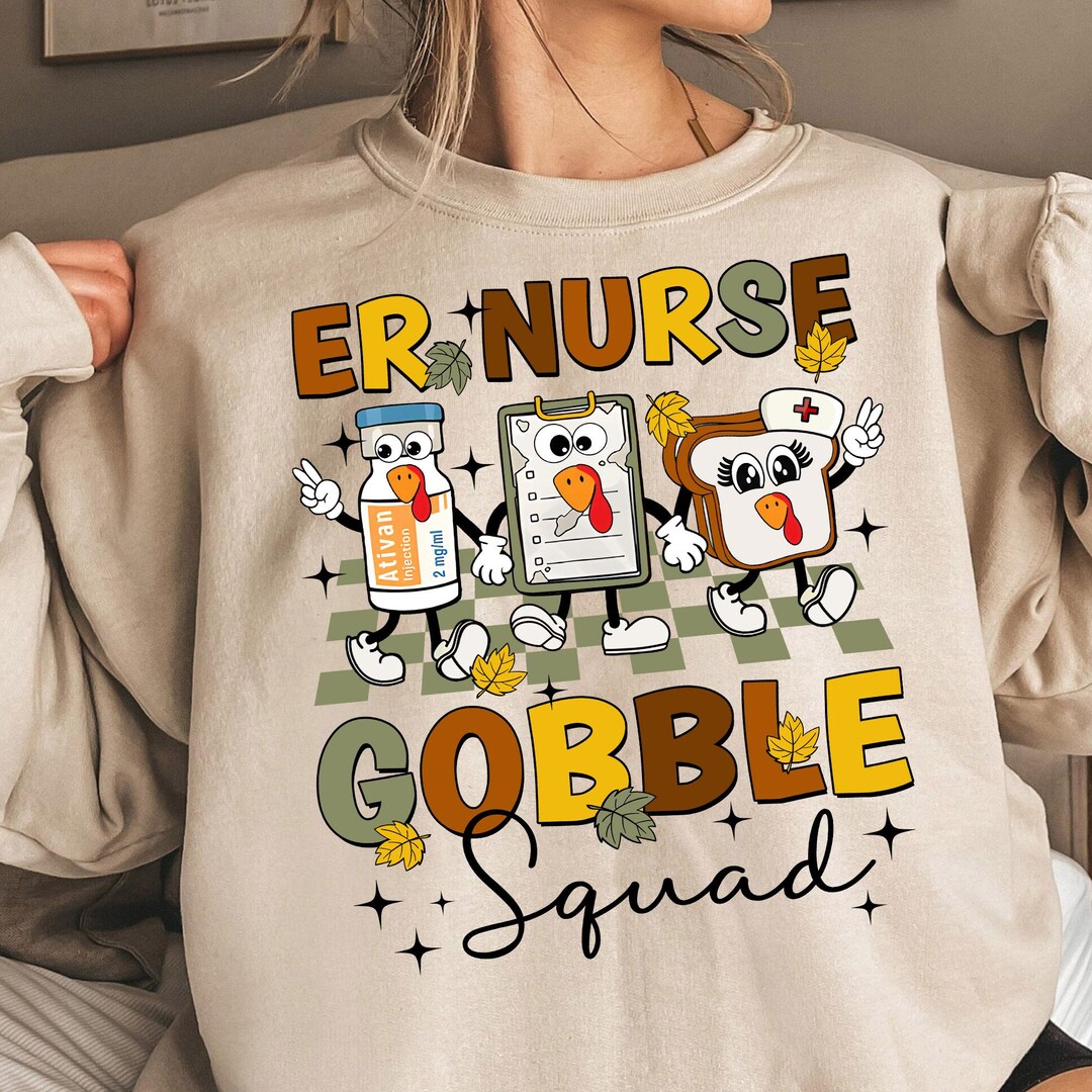 Thanksgiving ER Nurse Shirt, Fall Nurse Shirt, ER Nurse Gobble Squad ...