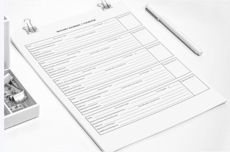Notary Journal Logbook: Printable/editable PDF & Word Template - Etsy